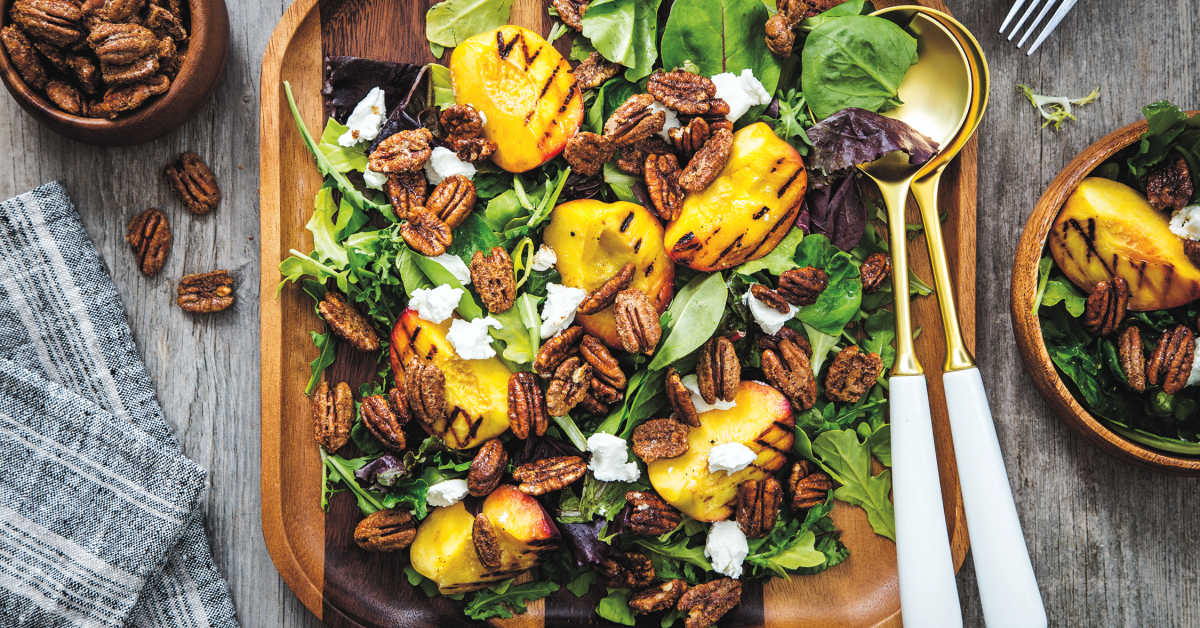 Grilled Peach Salad Recipe with Goat Cheese - Mommy Evolution