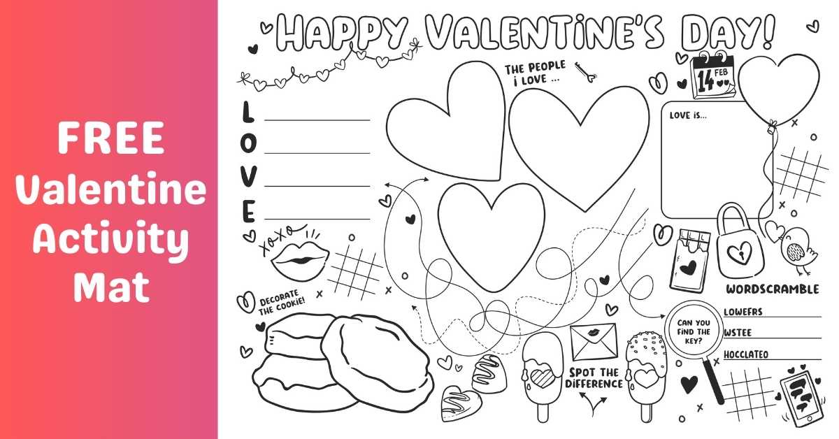 Free Valentine Activity Mat for Kids - Mommy Evolution