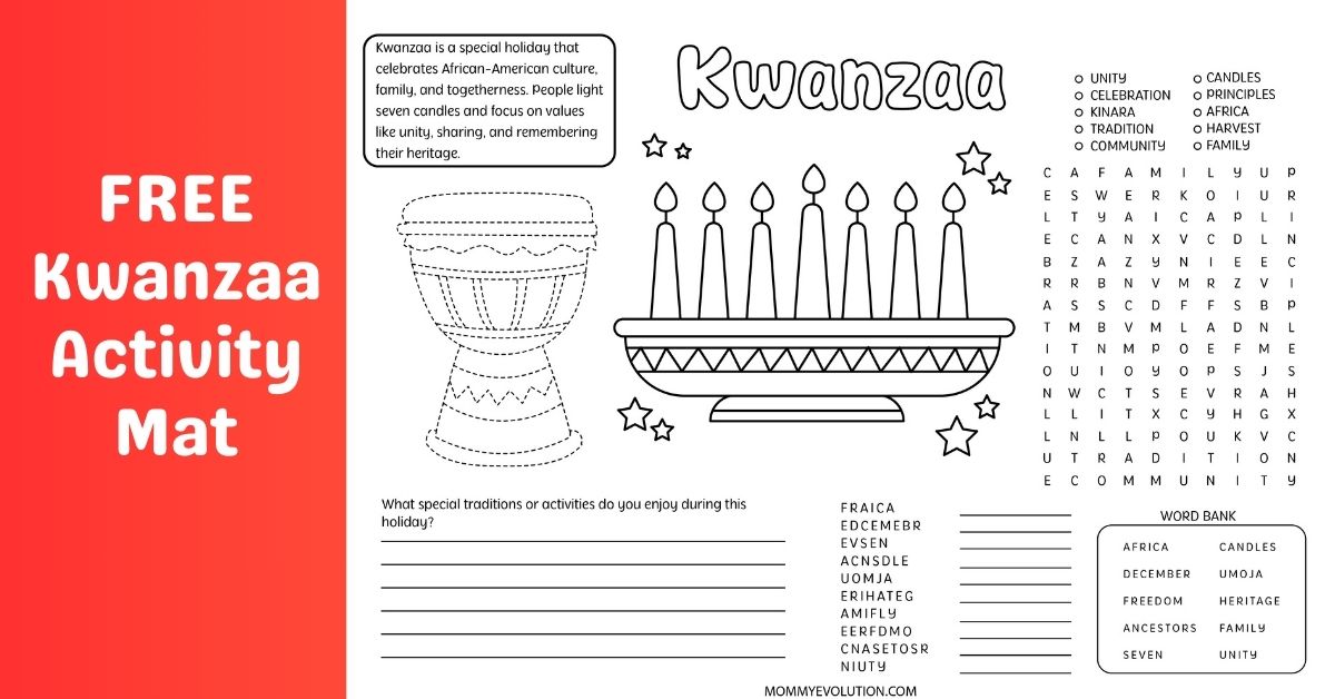 Free Kwanzaa Activity Mat for Kids - Mommy Evolution